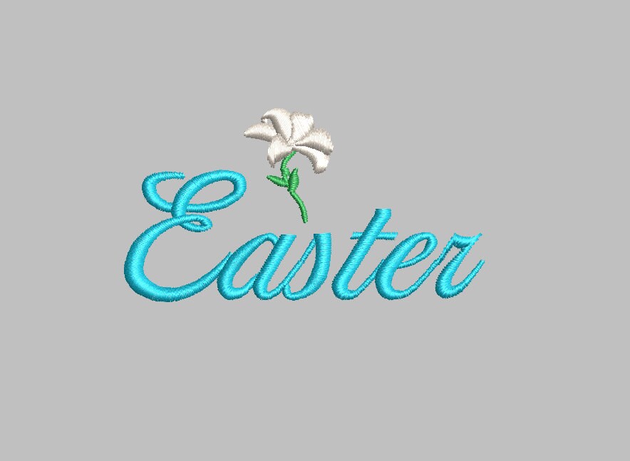 Lily Easter Machine Embroidery Design, Happy easter Script design| sproutembroiderydesigns