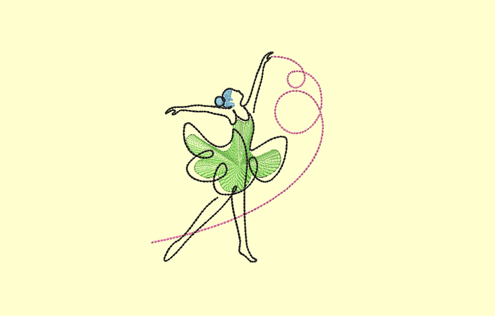 Sketch Ballerina Contour Machine Embroidery Design| sproutembroiderydesigns