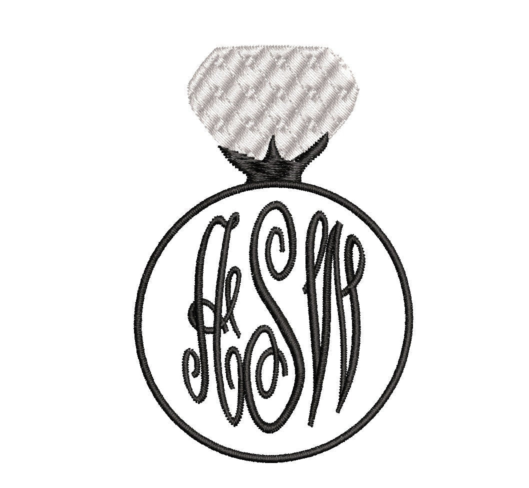Diamond Ring Monogram Frame Border Machine Embroidery Design ...