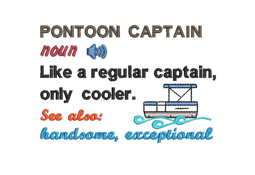 Pontoon Captain Definition Machine Embroidery Design ...