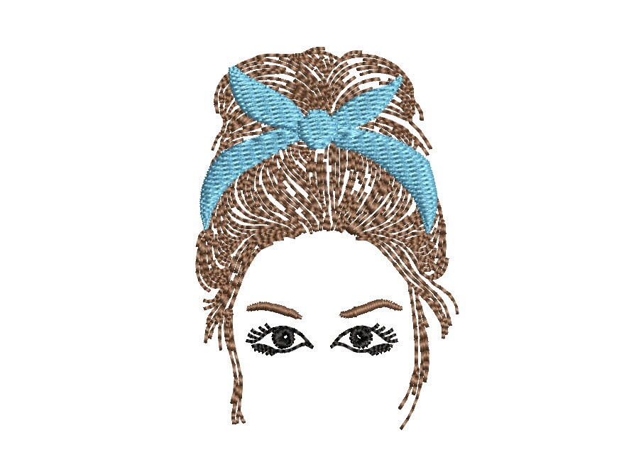 Messy Bun Hair Tie Machine Embroidery Design| sproutembroiderydesigns