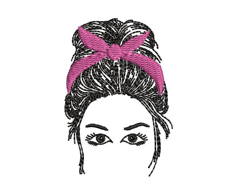 Messy Bun Hair Tie Machine Embroidery Design| sproutembroiderydesigns
