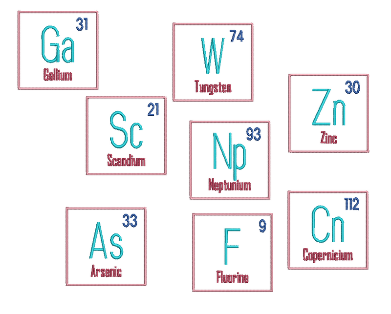 Periodic Table of Elements Machine Embroidery| sproutembroiderydesigns