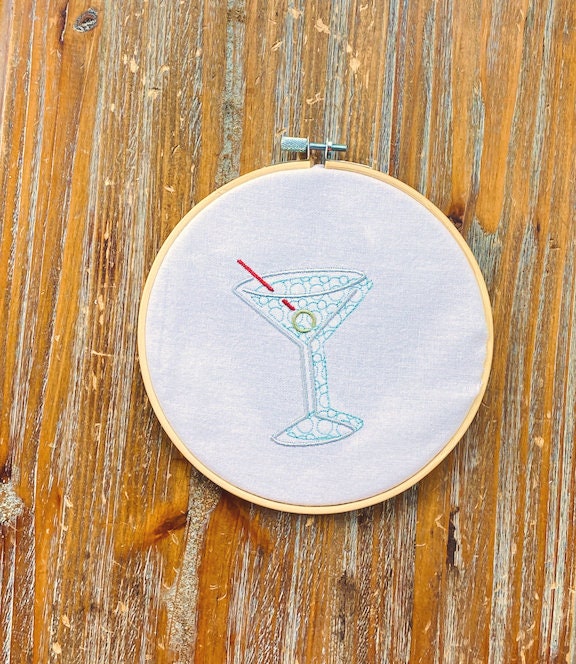 Modern Martini Machine Embroidery Design, 2 sizes, Martini Embroidery ...