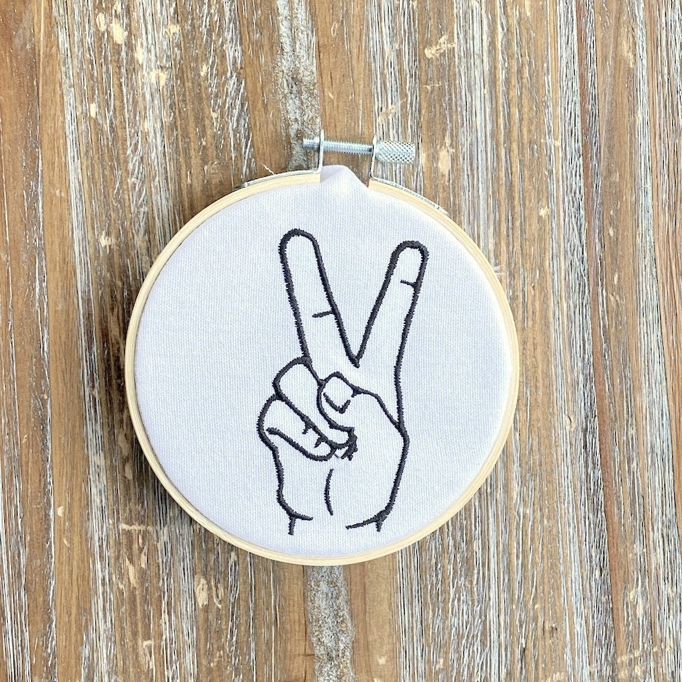 Hand Peace Sign Language Machine Embroidery Design| sproutembroiderydesigns