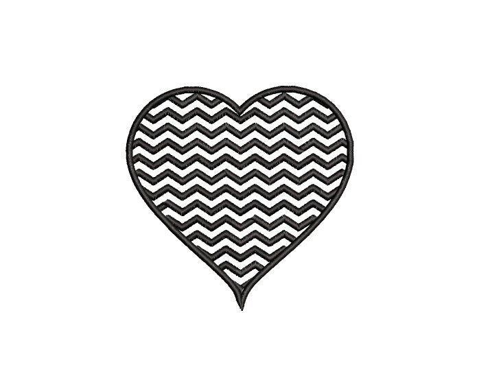 Chevron Heart Machine Embroidery Design| sproutembroiderydesigns