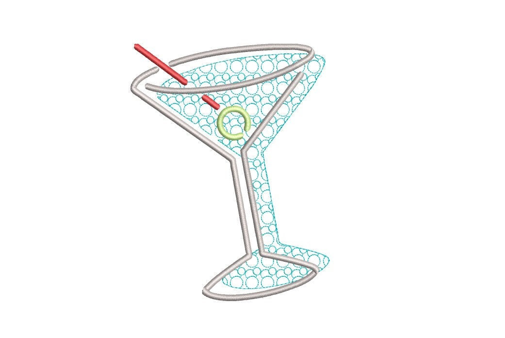 Modern Martini Machine Embroidery Design, 2 sizes, Martini Embroidery ...
