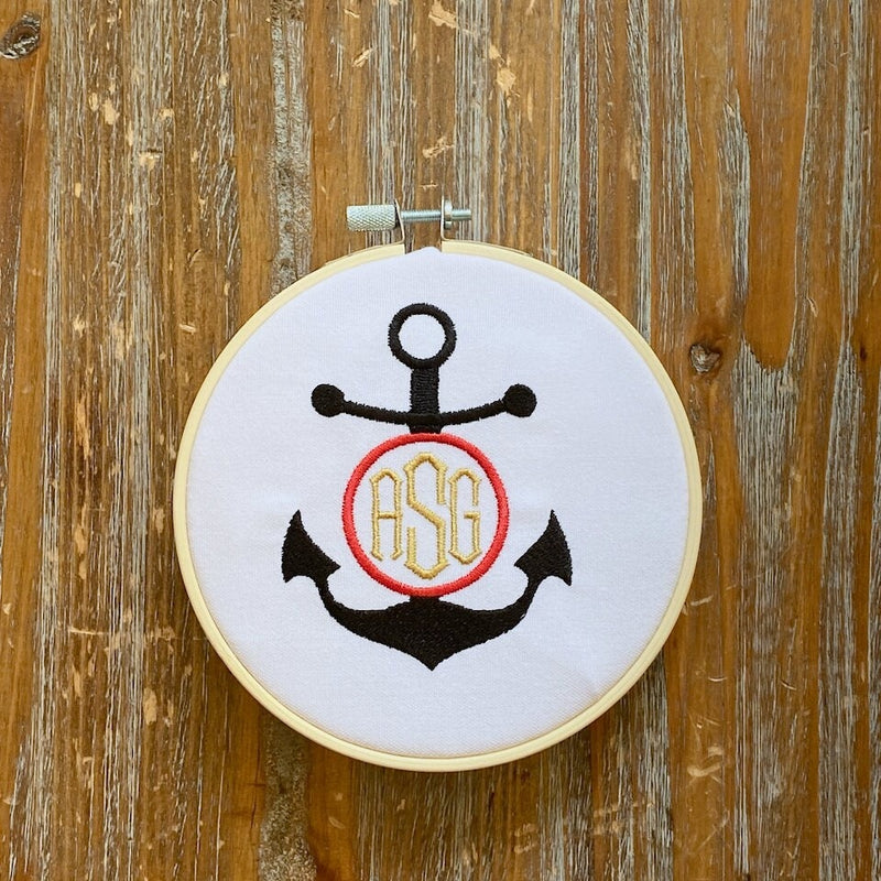 Anchor Monogram Frame Machine Embroidery Design| sproutembroiderydesigns