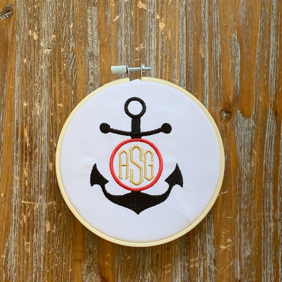 Anchor Monogram Frame Machine Embroidery Design| sproutembroiderydesigns