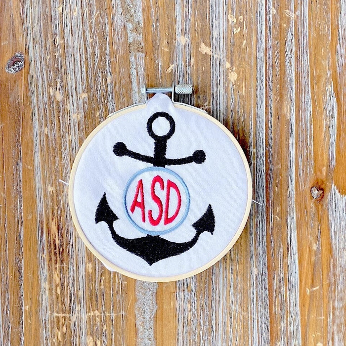 Anchor Monogram Frame Machine Embroidery Design| sproutembroiderydesigns