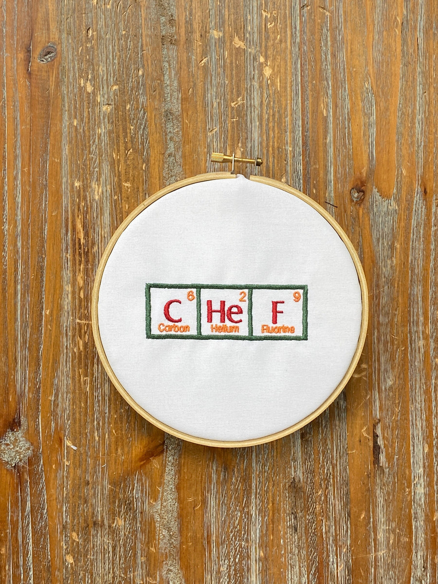 Chef Periodic Table of Elements Embroidery Design| sproutembroiderydesigns