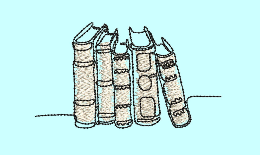 Stack of Books Machine Embroidery Design| sproutembroiderydesigns