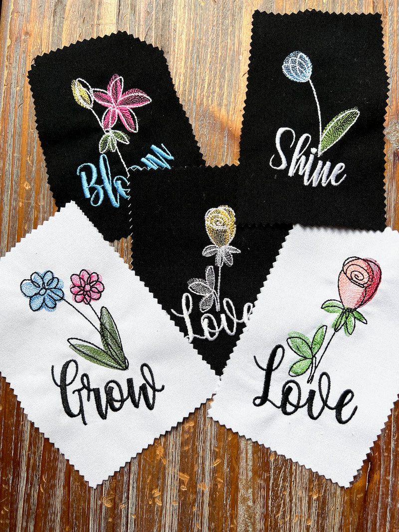 Word Flower Machine Embroidery Design Collection| sproutembroiderydesigns