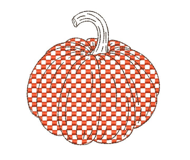 Checkered Gingham Pumpkin Machine Embroidery Design ...