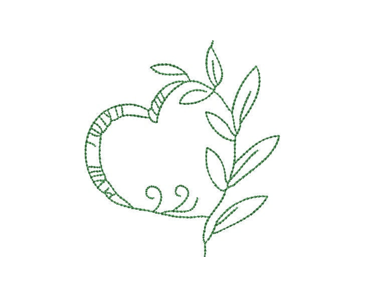 Heart Vine Monogram Frame Machine Embroidery Design ...