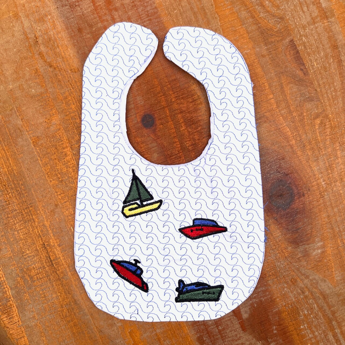 Boat Bib Embroidery Design, In-The-Hoop Baby Bib embroidery design ...
